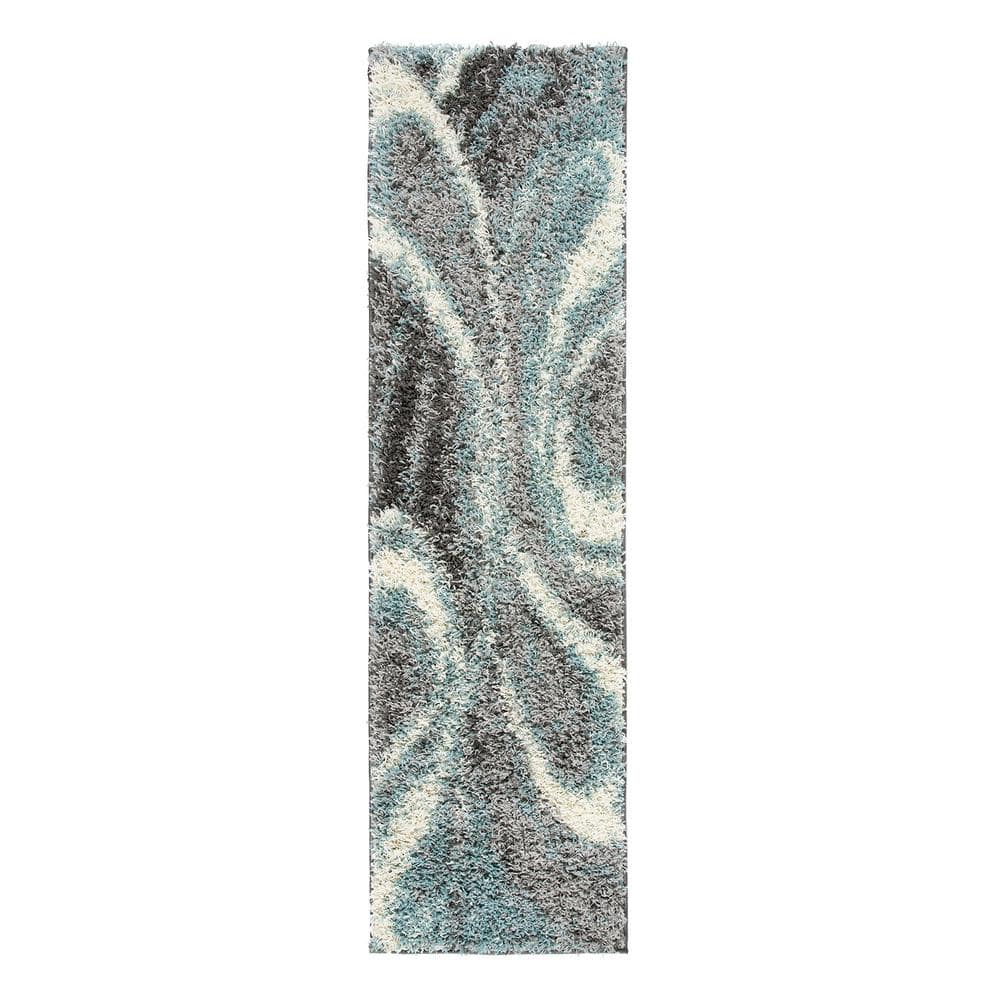 World Rug Gallery Blue 2 ft. x 7 ft. Contemporary Cozy Plush Shag ...