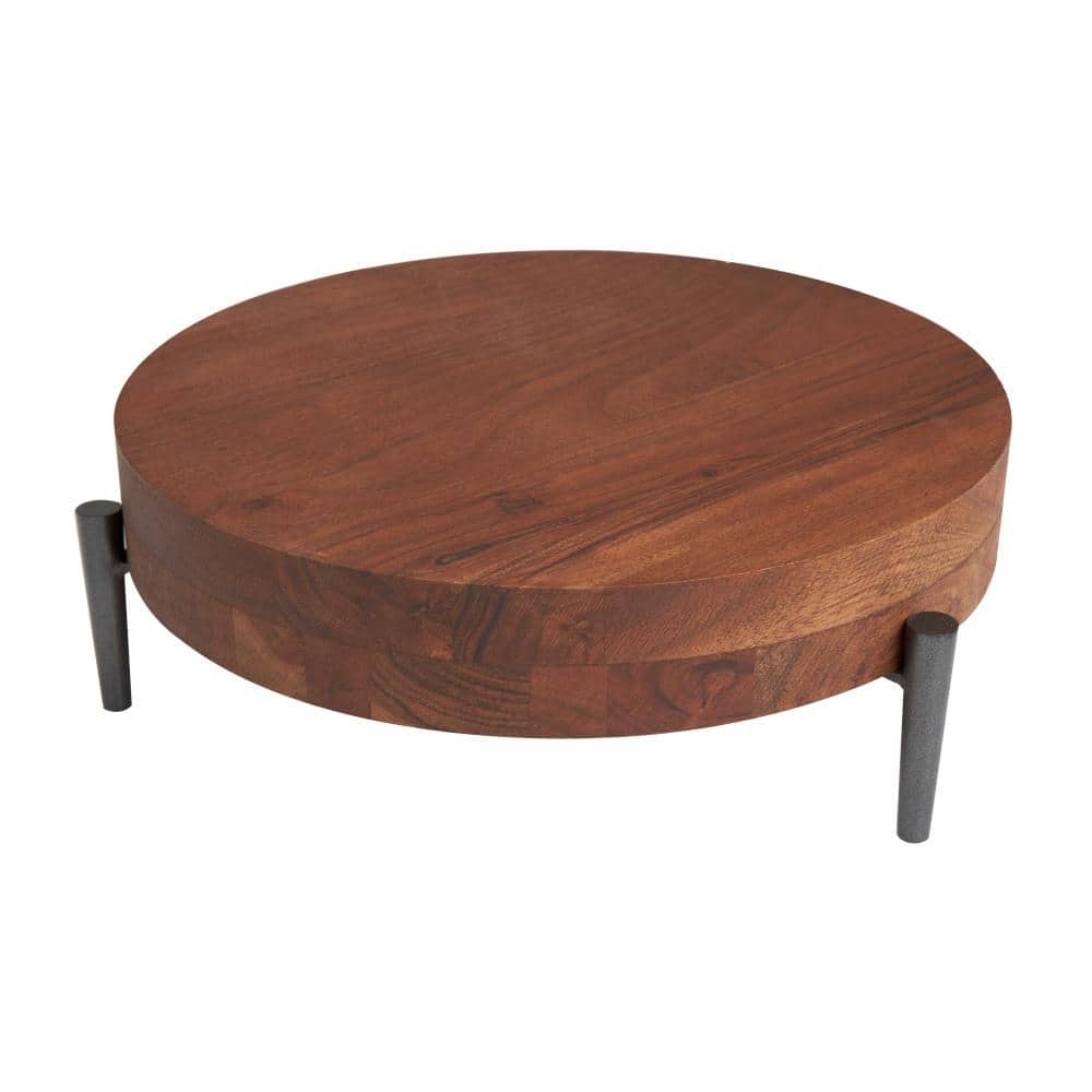 Litton Lane 11.95L x 12.45W x 4.25H in. Brown Wood Decorative Serving ...