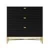 Kahomvis Modern Black 3 Drawer 31.5 in. Wood Nightstand WFLK-22-14BK ...