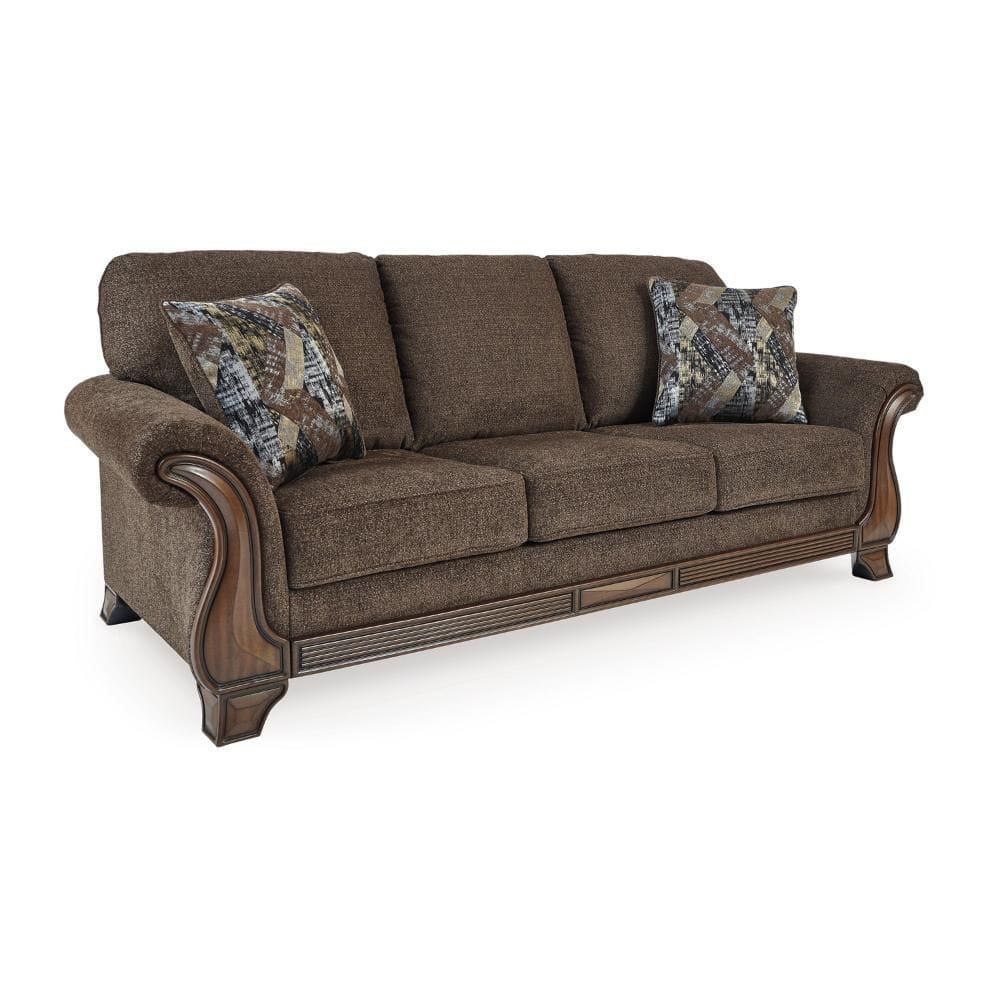 Benjara Conner 93 in. Straight Arm Polyester Rectangle Sofa in Teak ...