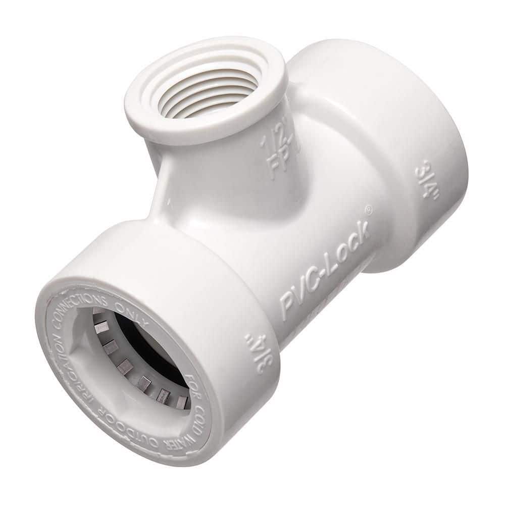 Orbit 3/4 in. x 3/4 in. x 1/2 in. FPT PVC-Lock Tee 37772 - The Home Depot