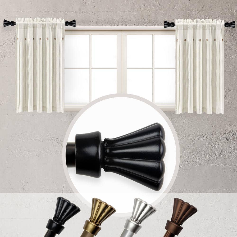 EMOH Lucas 5/8 inch Side Curtain Rod 12-20 inch long (Set of 2) - Black ...