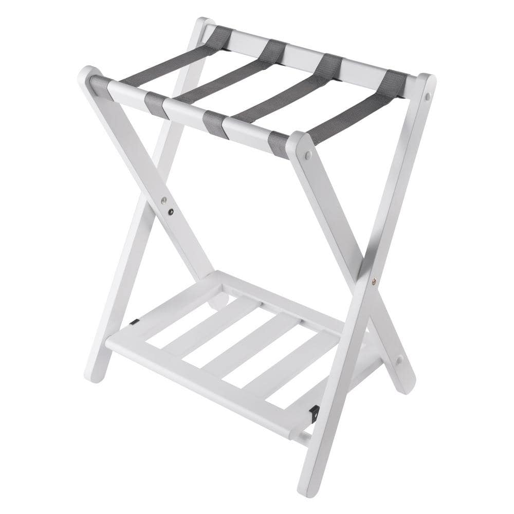 WINSOME WOOD Raya luggage rack with shelf in white finish 12322 - The ...