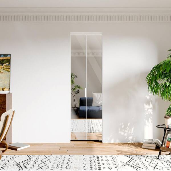 easelife 24 in. x 80 in. 1-Lite Mirrored Glass Solid Core White ...