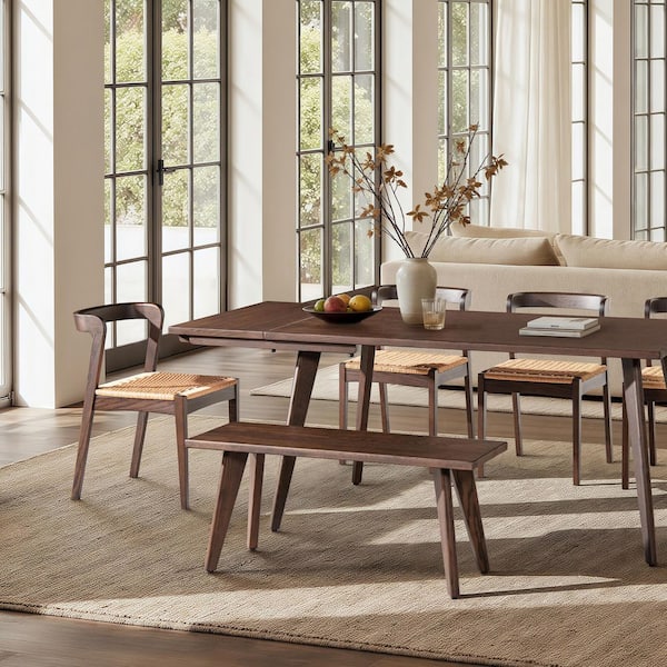 Jennifer Taylor Capri 41.5 in. Solid Red Oak Wood Bench in Dark Brown ...