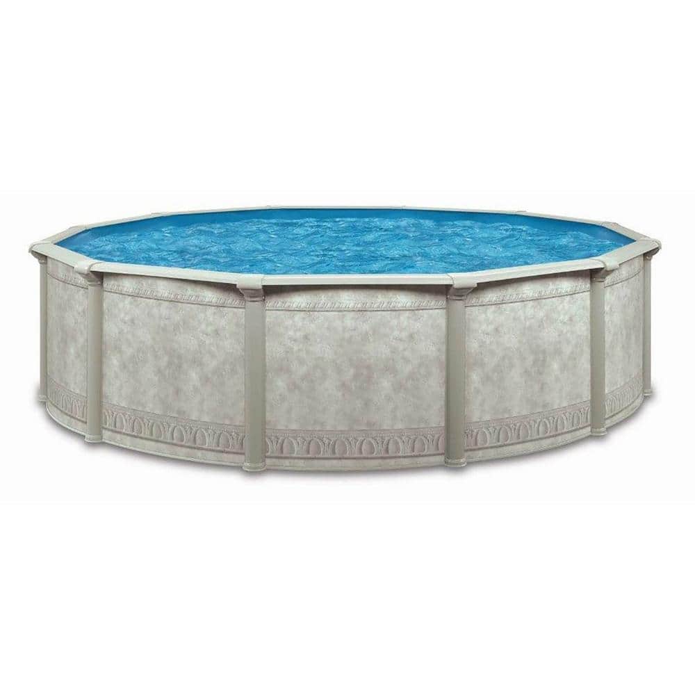 AQUARIAN Dynasty Khaki Venetian 15 ft. x 52 in. Round Above Ground ...