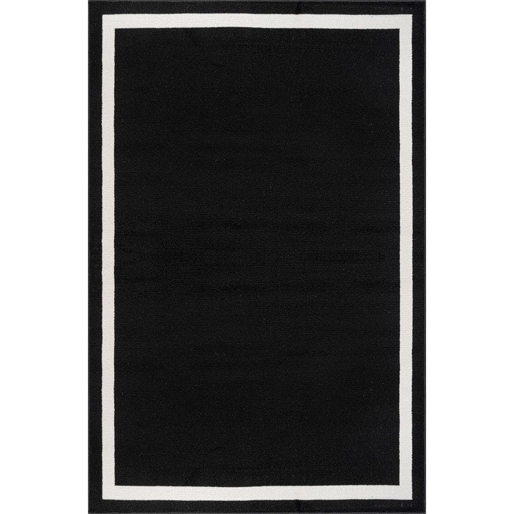 Beverly Rug Aura Black 9 ft. x 12 ft. Rubber Back Washable Modern ...