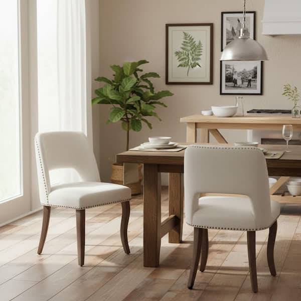 Homy Casa AUDC Modern Curved-Back Upholstered Dining Chair with Hollow ...