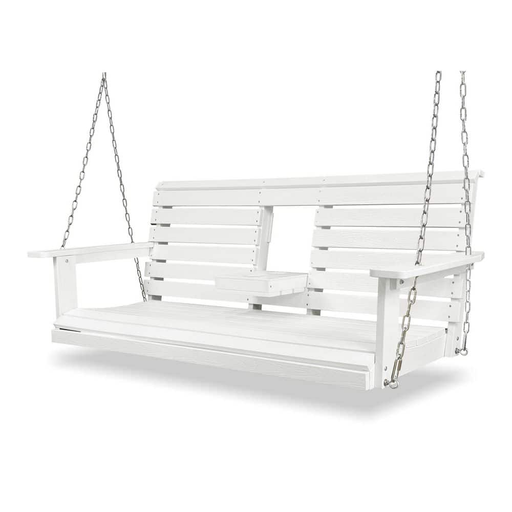 Innovaze Plastic Poly Lumber 5 ft. 3-Person Porch Swing with Foldable ...