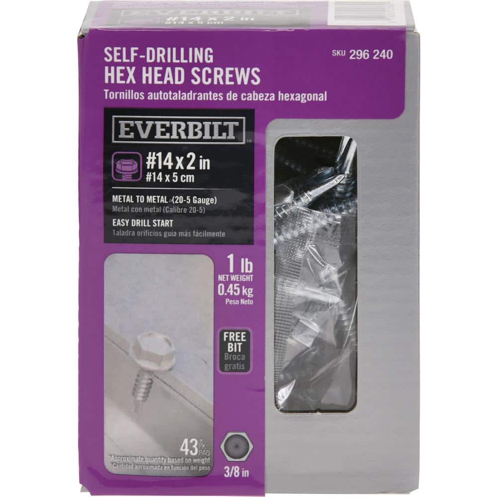 Everbilt #14 2 in. External Hex Flange Hex-Head Self-Drilling Screw 1 ...
