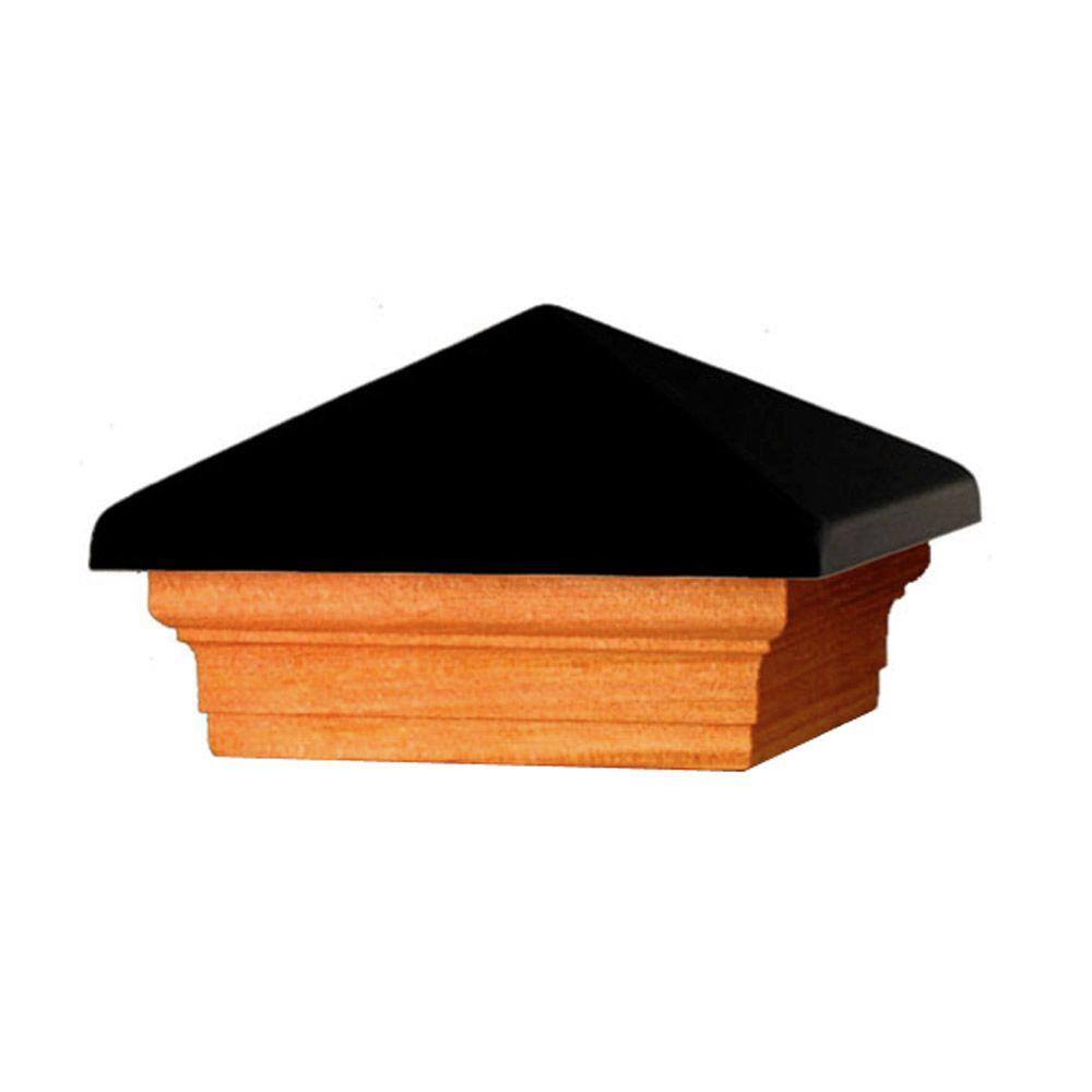 4 in. x 4 in. Metal Black Pyramid Post Cap 0641553 - The Home Depot