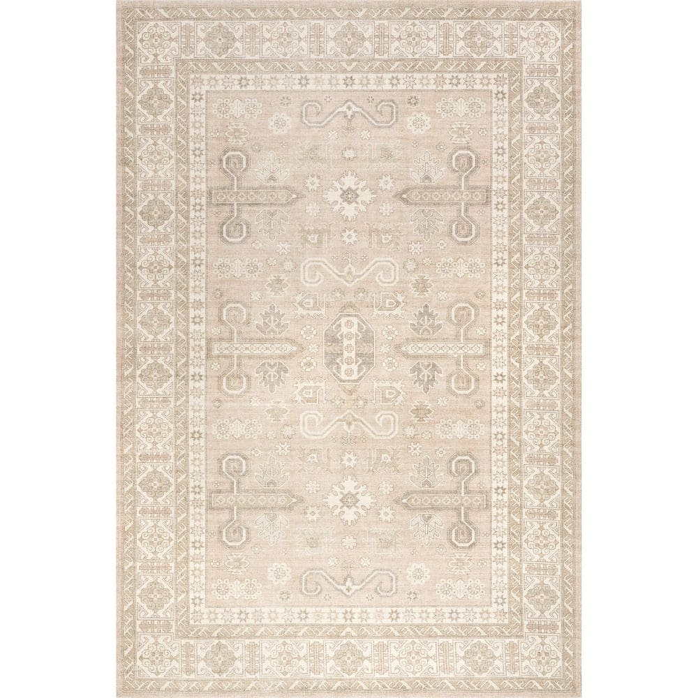 RUGS USA Fae Wool Cotton Beige 5 ft. x 8 ft. Indoor/Outdoor Patio Area ...