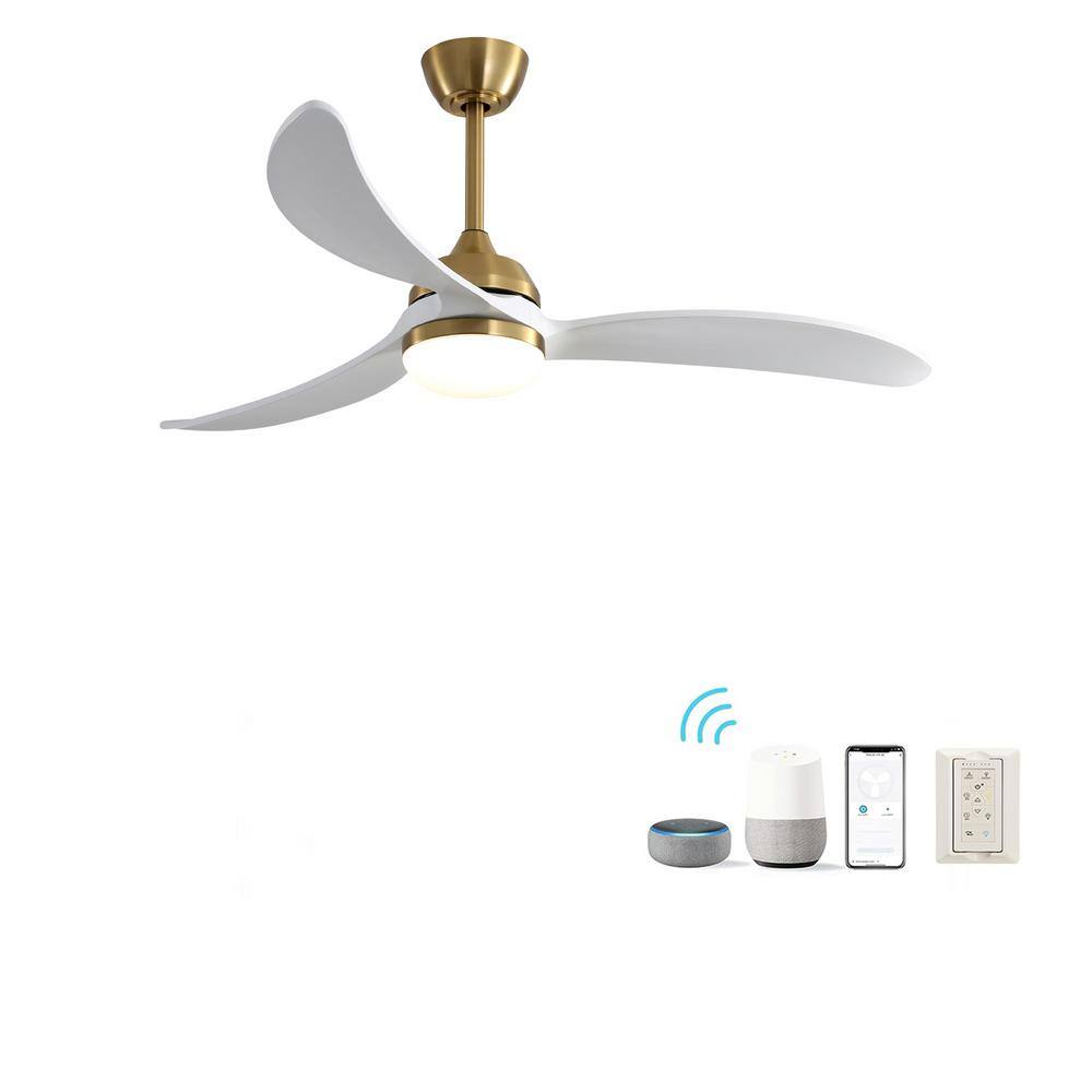 52 in. Smart Indoor Ceiling Fan with Dimmable LED Light 6-Speed App and ...