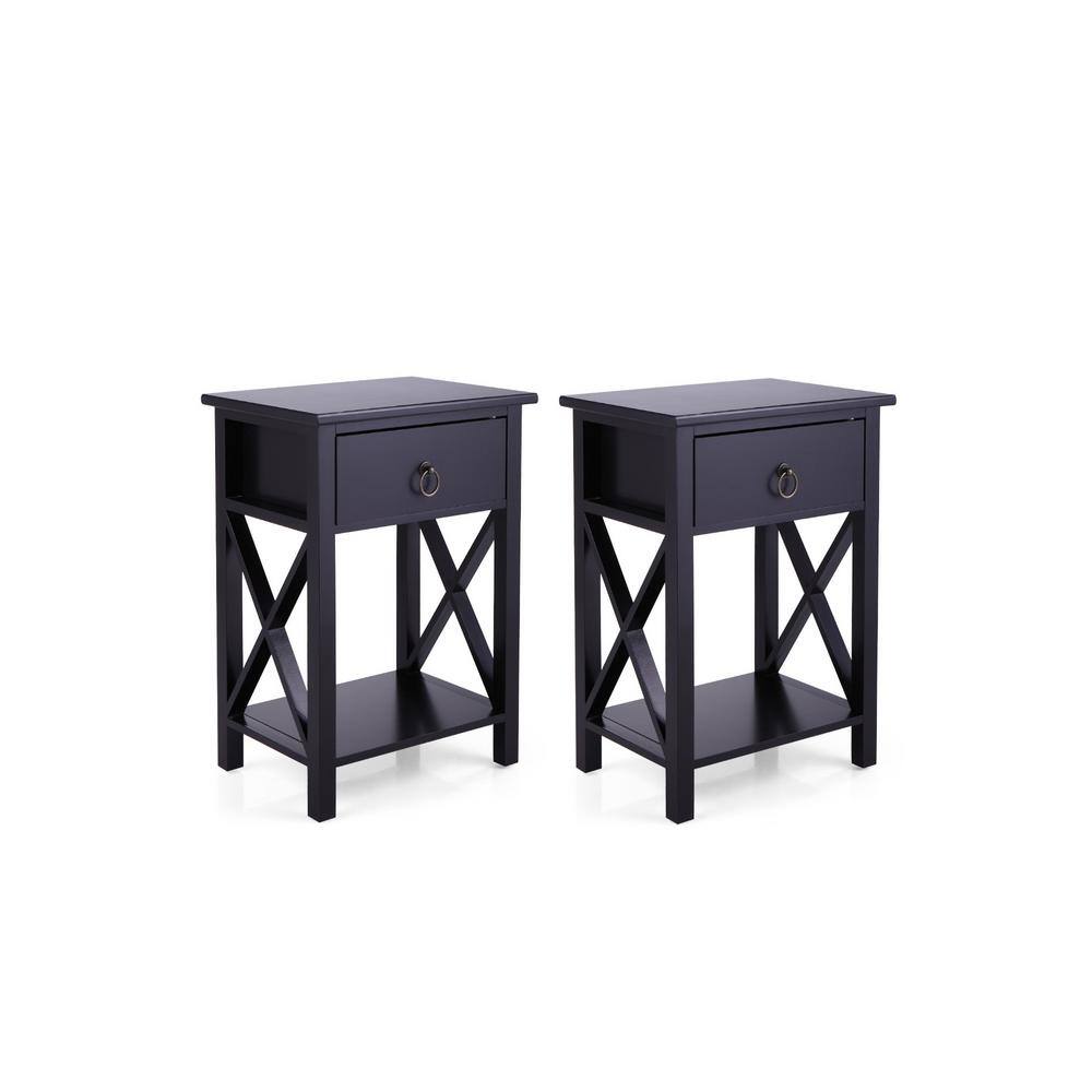 Tidoin 20.87 in. x 15.75 in. x 11.81 in. 1-Drawer Black Rectangle Wood ...