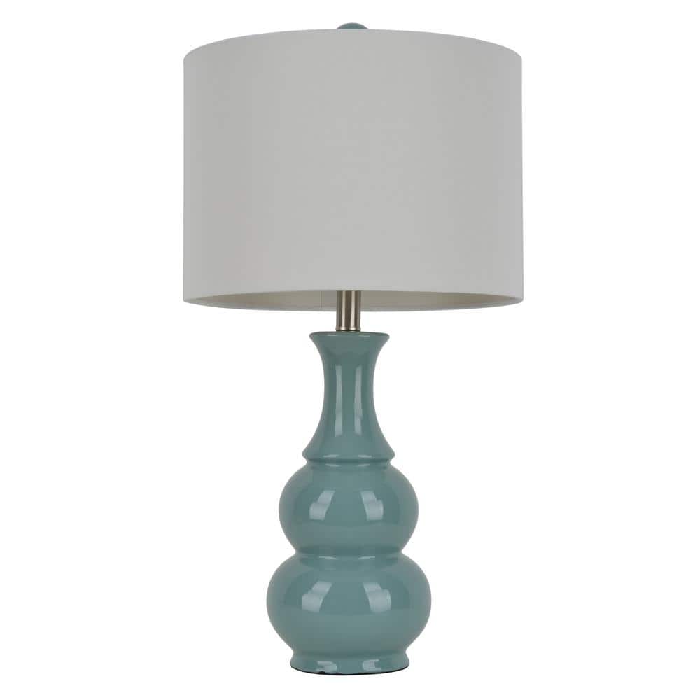 Decor Therapy Crackle Ceramic 26.5 in. Light Green Table Lamp with ...
