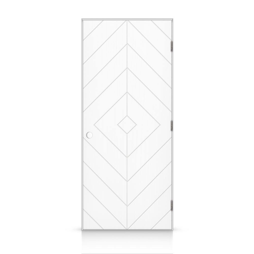 CALHOME 44 in. x 84 in. Diamond Left-Handed Hollow-Core White Painted ...