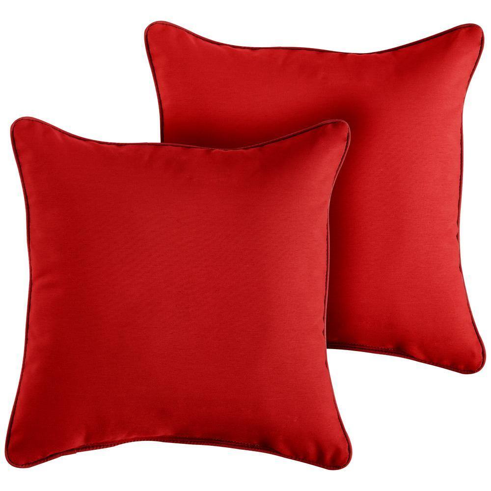SORRA HOME Sunbrella Canvas Jockey Red Outdoor Corded Throw Pillows (2 ...