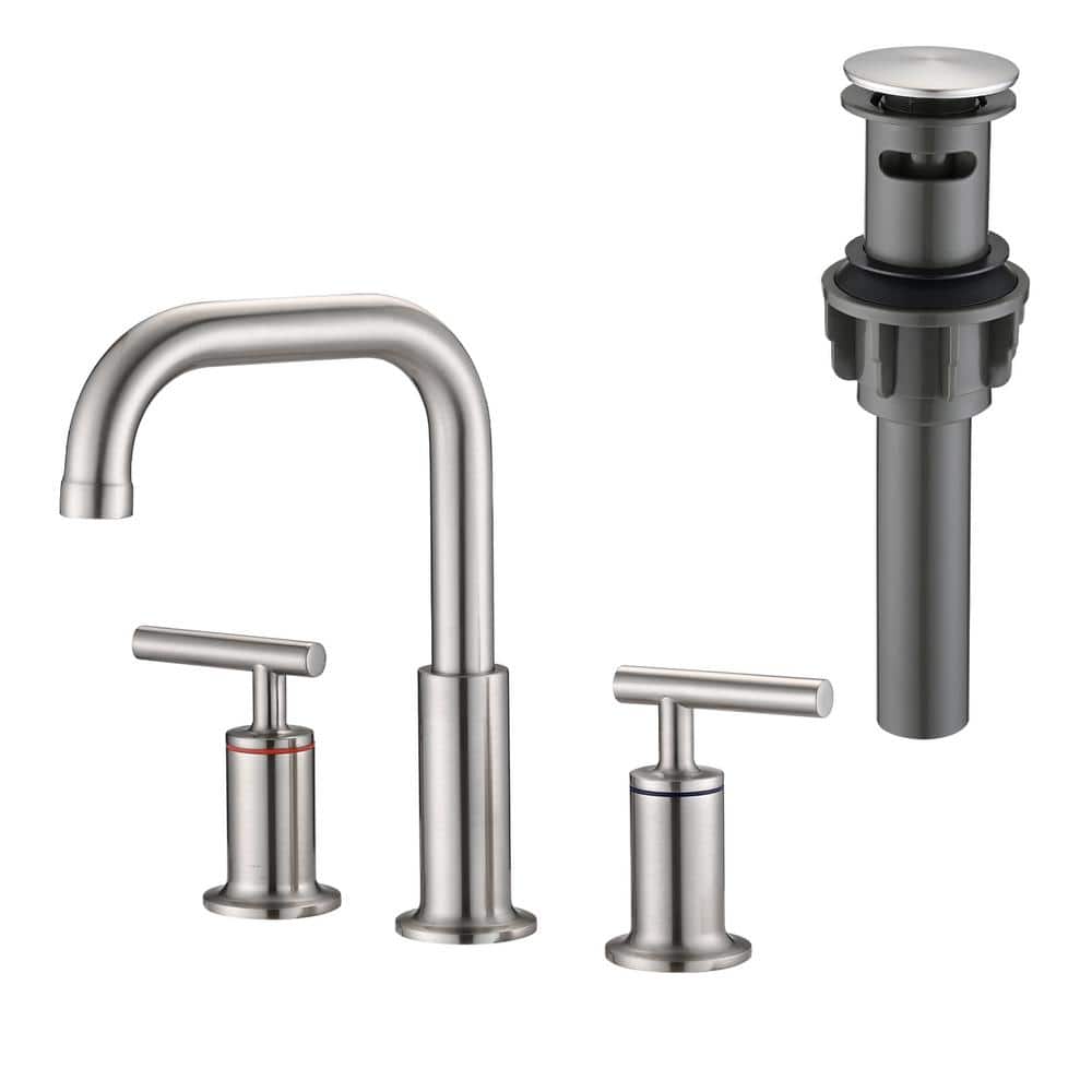 Aurora Decor Fiona 8 in. Widespread 2-Handle Bathroom Faucet with Drain ...