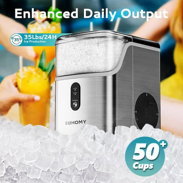 35 lbs. Freestanding Countertop Nugget Ice Maker, Self-Cleaning Sonic ...