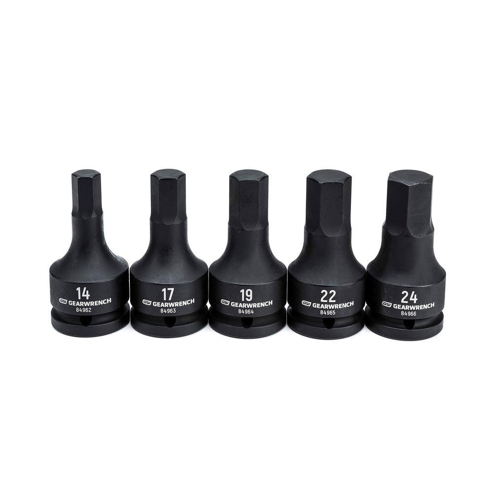 GEARWRENCH 3/4 in. Drive Metric Hex Impact Bit Socket Set with Socket ...