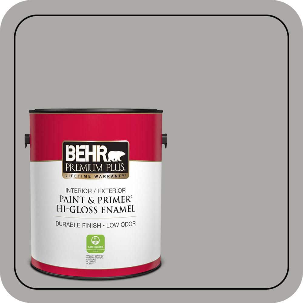 BEHR PREMIUM PLUS 1 gal. #PPU18-14 Cathedral Gray Hi-Gloss Enamel ...