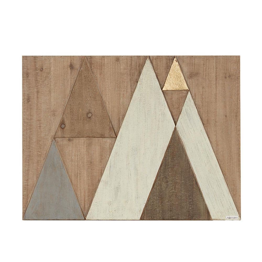 IHOMEadore 23.62 in. x 31.5 in. Natural Layered Triangles Wood Wall ...