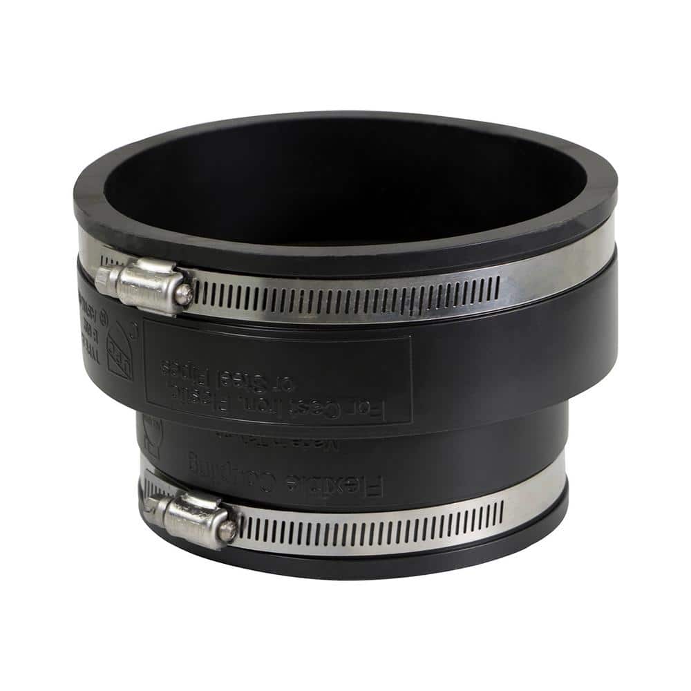 PLUMBFLEX 5 in. x 4 in. PVC Flexible Reducing Coupling with Stainless ...