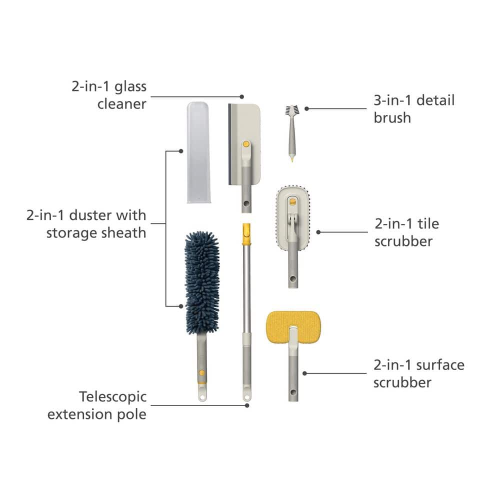 Joseph Joseph Cleantech 6-Piece Deep Cleaning Set with Extension Pole ...