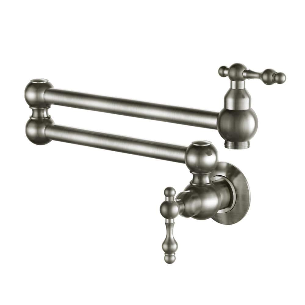 Retro Style 1.8 GPM Wall Mount Pot Filler Faucet Double-Handle in ...