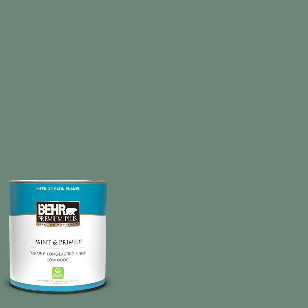BEHR PREMIUM PLUS 1 qt. #S420-5 Sycamore Grove Satin Enamel Low Odor ...