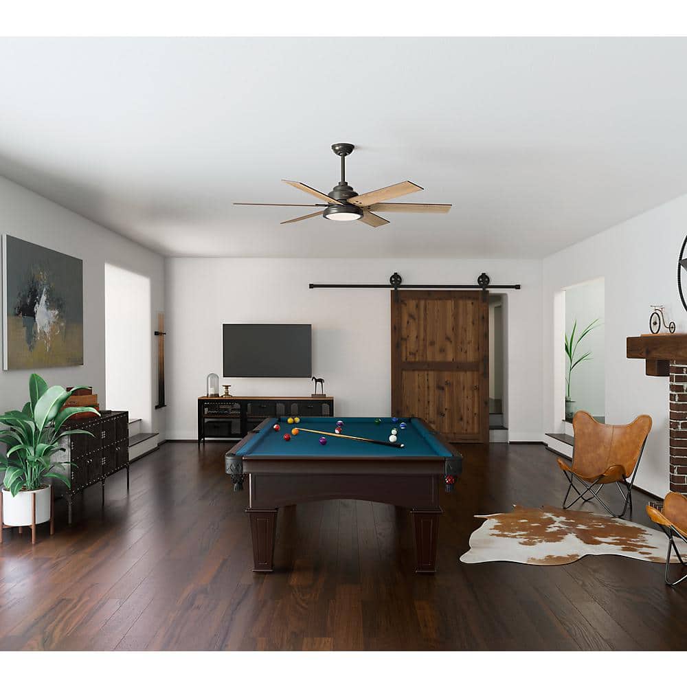Hunter Warrant 60 in. Integrated LED Indoor Noble Bronze Ceiling Fan ...