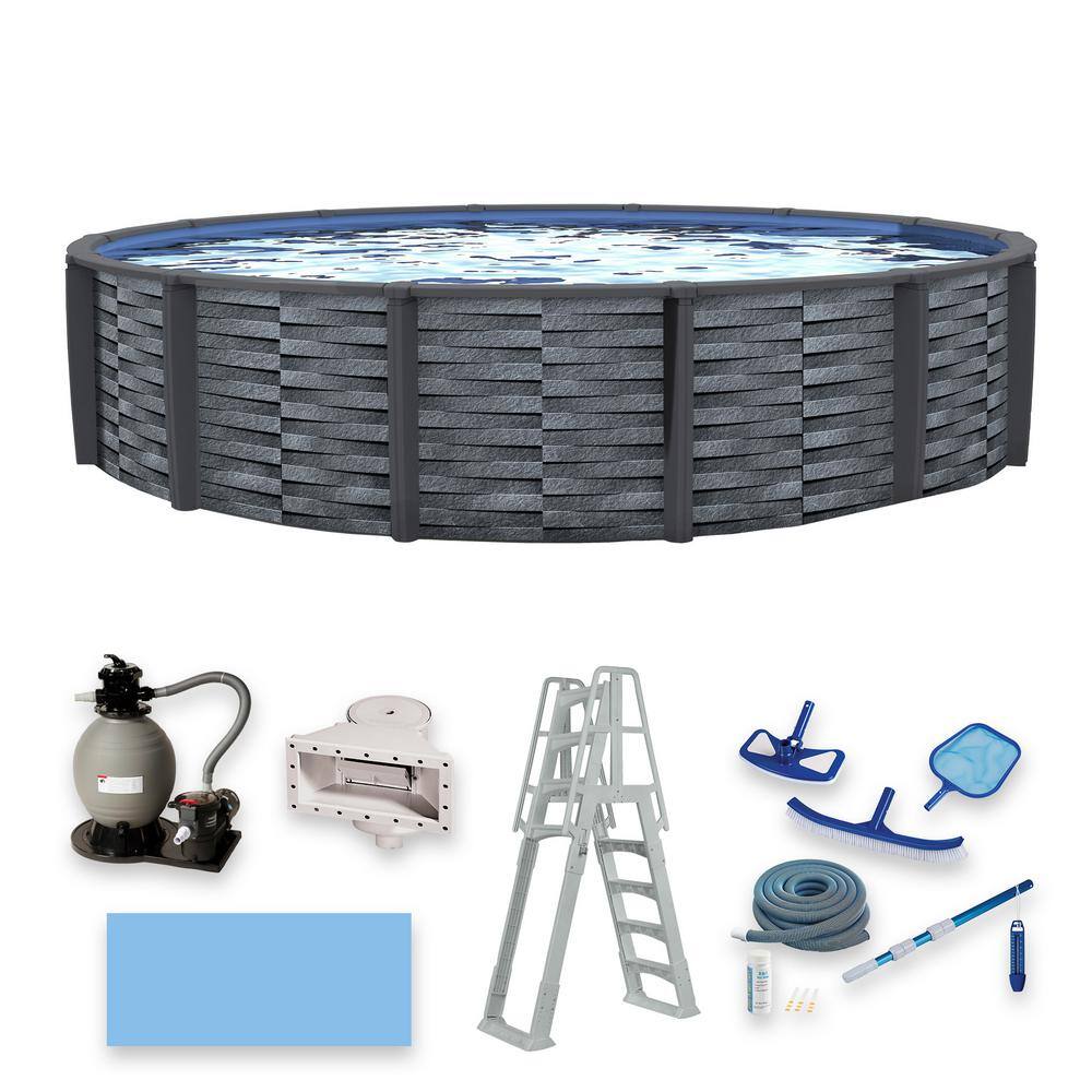 Blue Wave Affinity 18 ft. Round 52 in. D, 7 in. Top Rail Resin Swimming ...