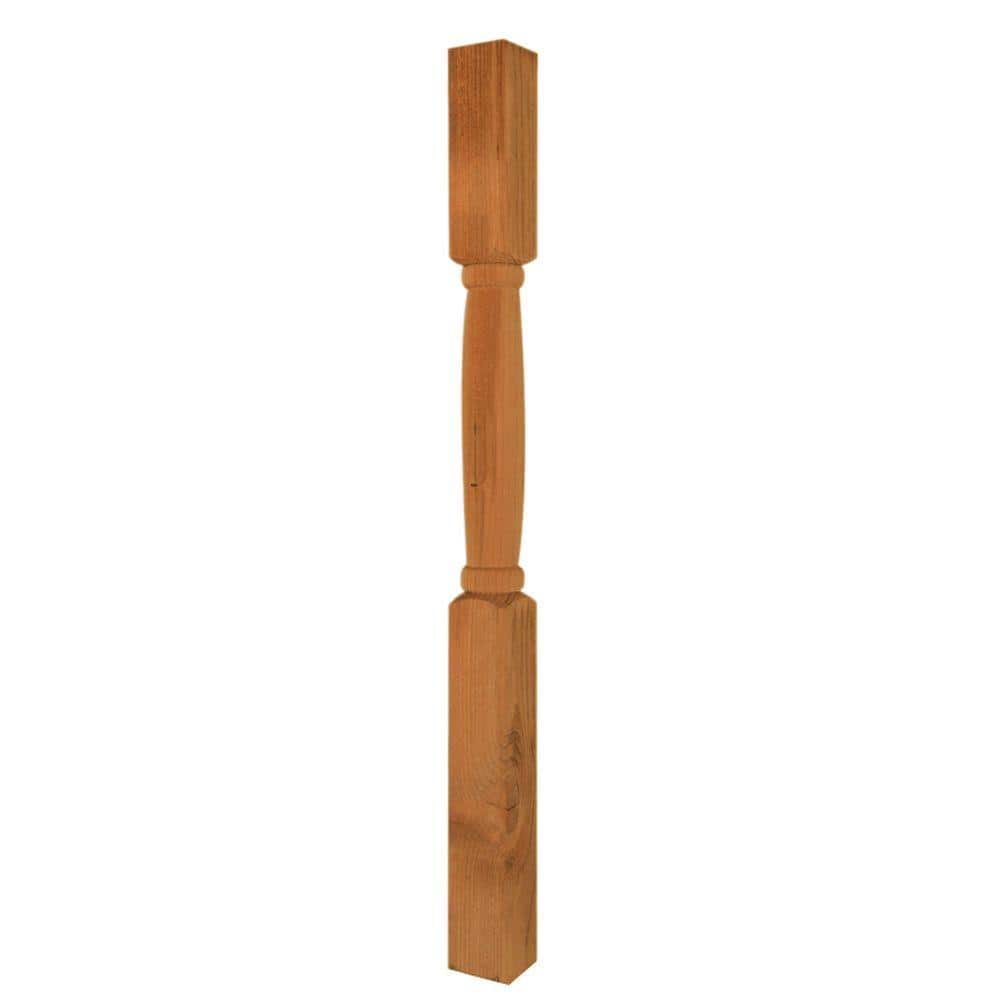 4 in. x 4 in. x 4-1/2 ft. Turned Finial Ready White Fir Cedar-Tone ...