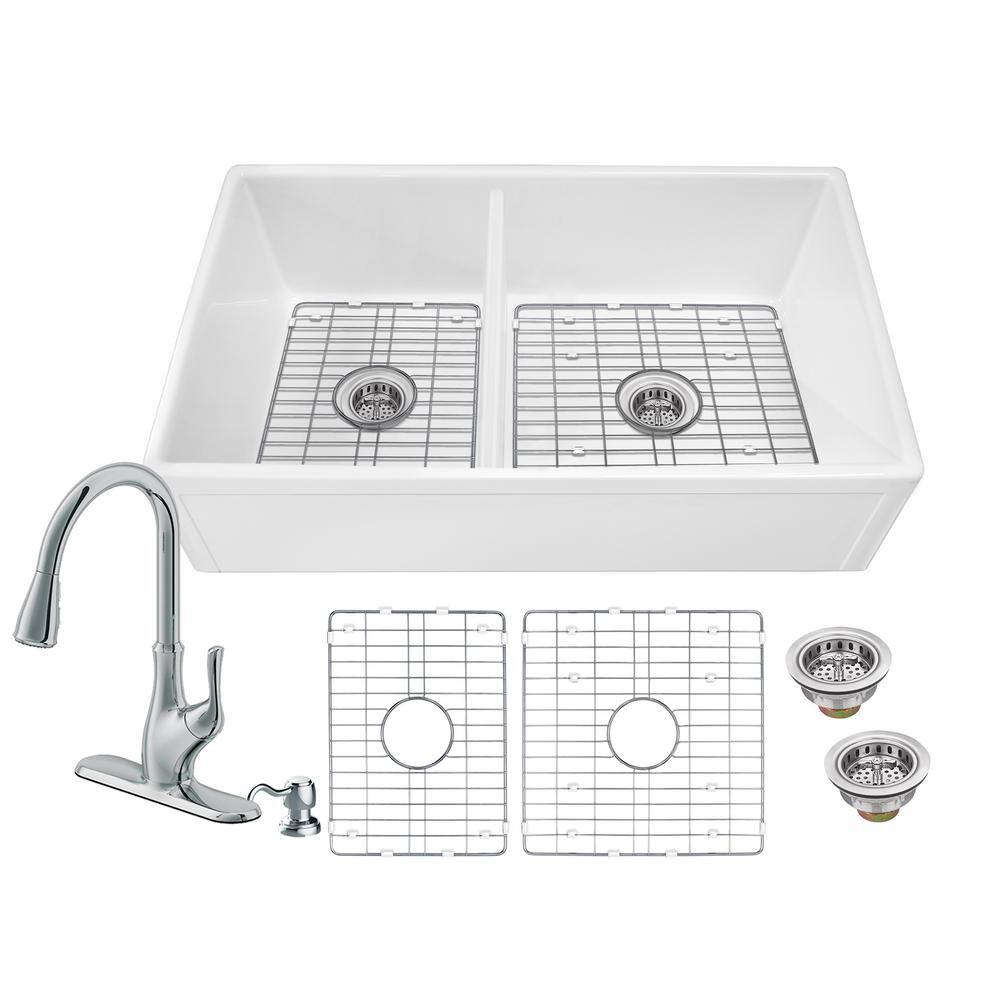 IPT Sink Company All-in-One Apron Front Picture Frame Fireclay 33 in ...