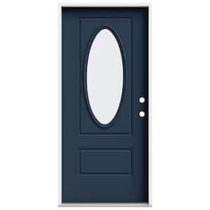 JELD-WEN 36 in. x 80 in. 1 Panel Right-Hand/Inswing 3/4 Lite Oval Clear ...