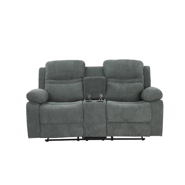 Utopia 4niture Raine Gray Polyester Manual Reclining Sofa (2 Seat ...