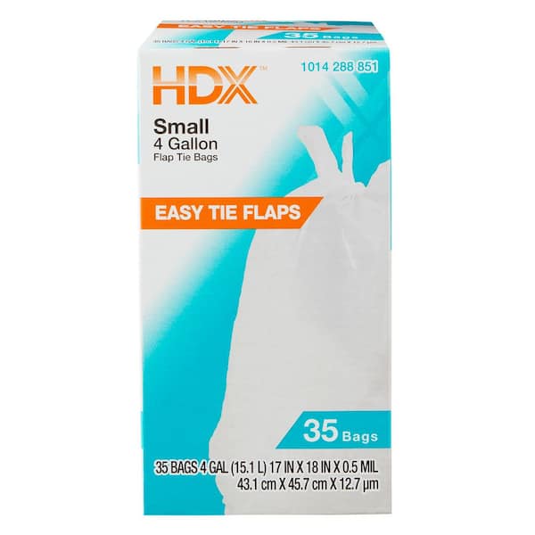 HDX 4 Gal. Small Trash Bag (35-Count) HDPCR1718WFLAP - The Home Depot