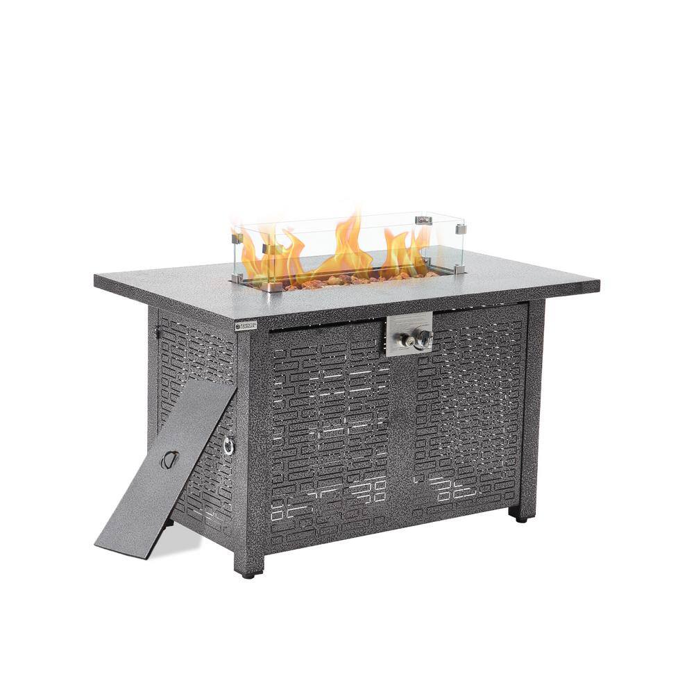 50000 BTU Fire Pit Table Including 20 in. Regulator with Gas Hose, Lava ...
