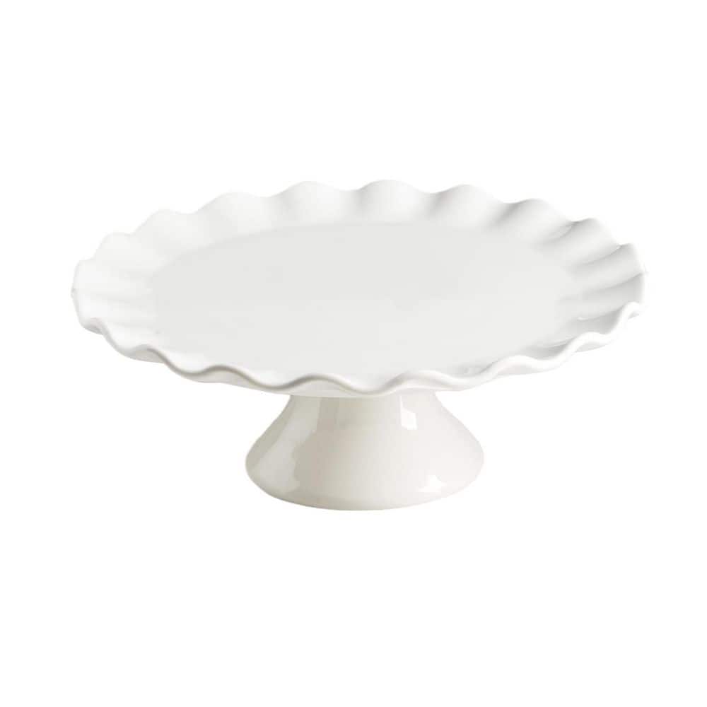 Wudkey 1-Tier White Cake Stand, 10 in. Cake Stand for Tea Party, Round ...