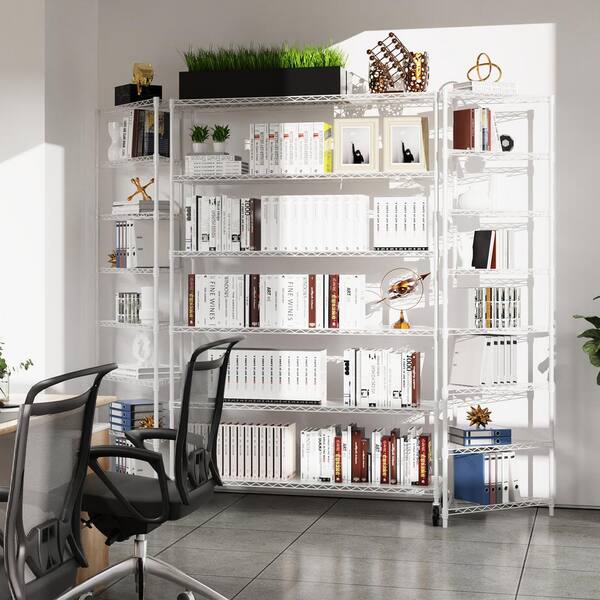 Zeus & Ruta White 87 in. H 6-Tier Heavy-Duty Metal Pantry Organizer ...