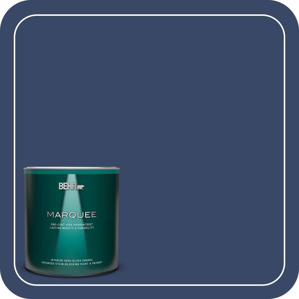 BEHR MARQUEE 1 qt. #MQ5-14 Bon Nuit One-Coat Hide Semi-Gloss Enamel ...