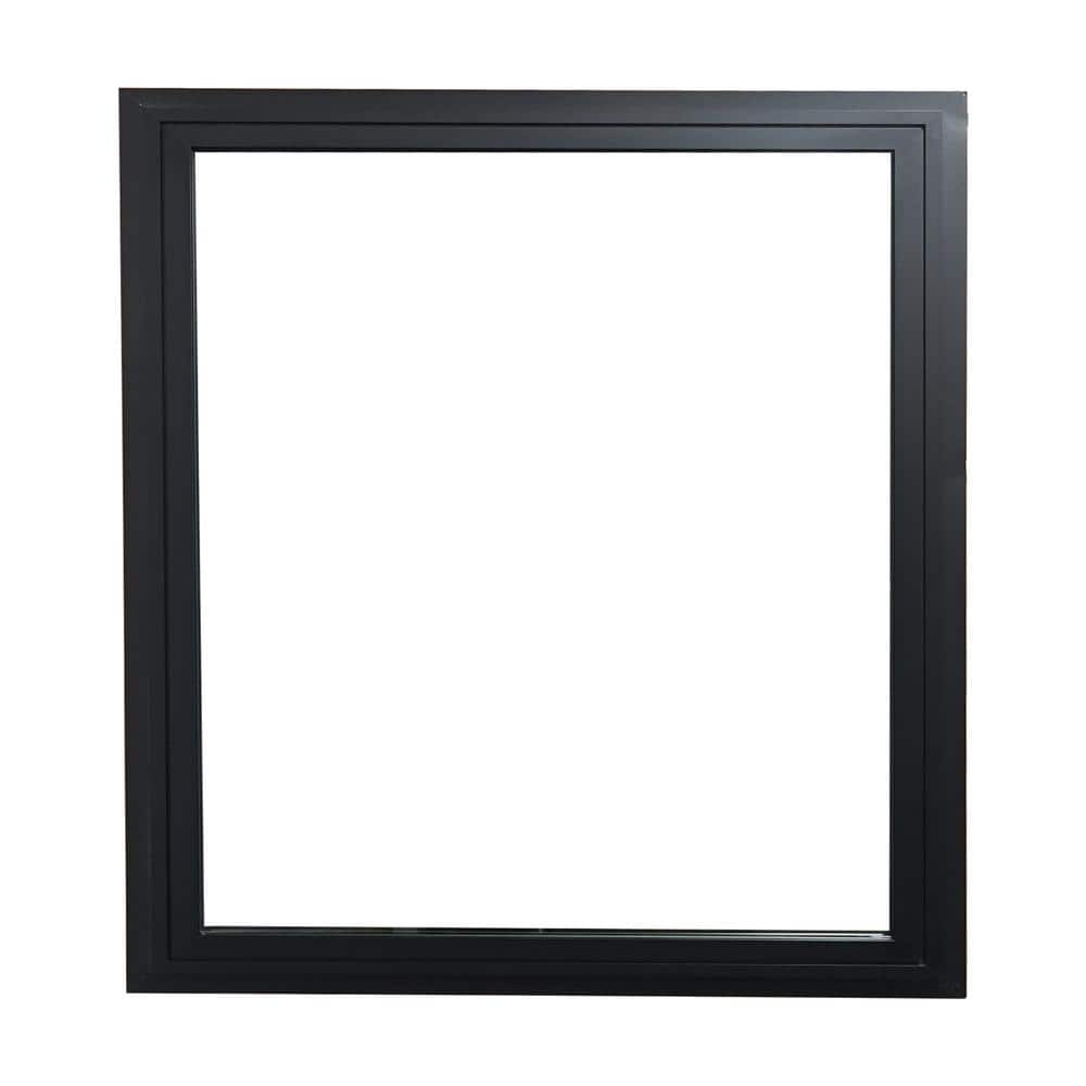 TEZA DOORS Teza Picture 72 in. x 72 in. Matte Black Aluminum Tempered ...