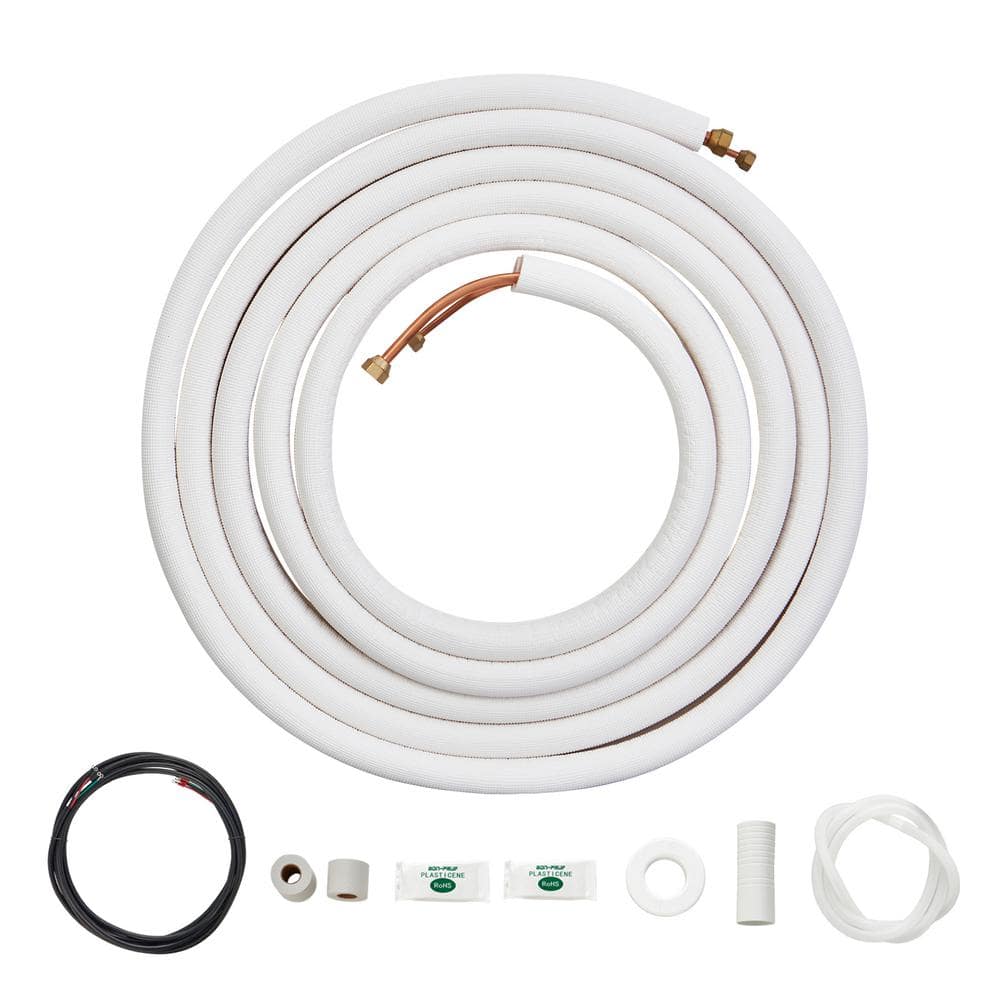 VEVOR Mini Split Line Set 1/4 in. and 3/8 in., 25 ft. OD Copper Pipes ...