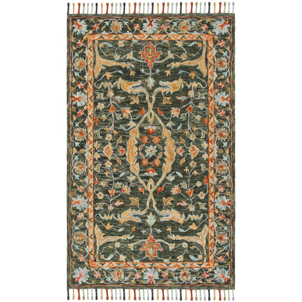 SAFAVIEH Aspen Olive/Rust 5 ft. x 8 ft. Border Area Rug APN116X-5 - The ...