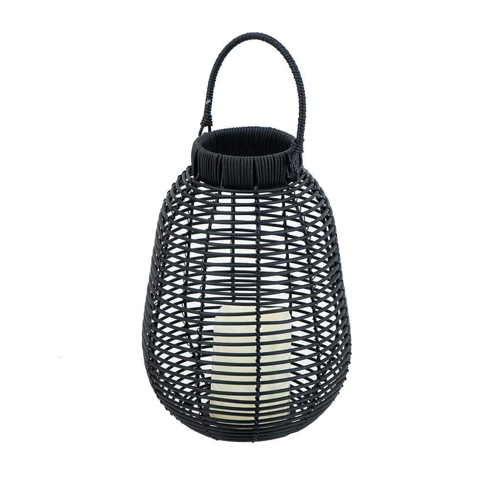 11 in. x 8 in. Plastic Black Small Classic Lantern with White LED ...