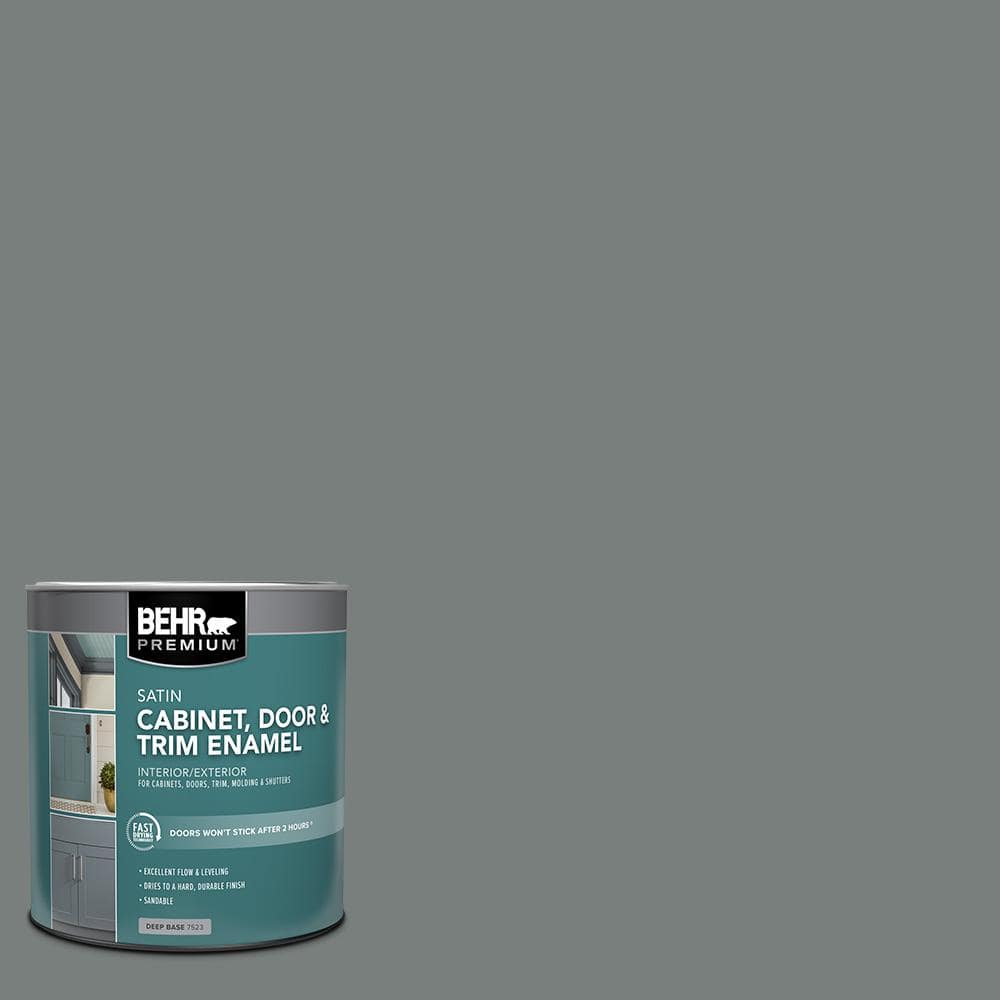 BEHR PREMIUM 1 qt. #PPU25-18 Shutter Gray Satin Enamel Interior ...