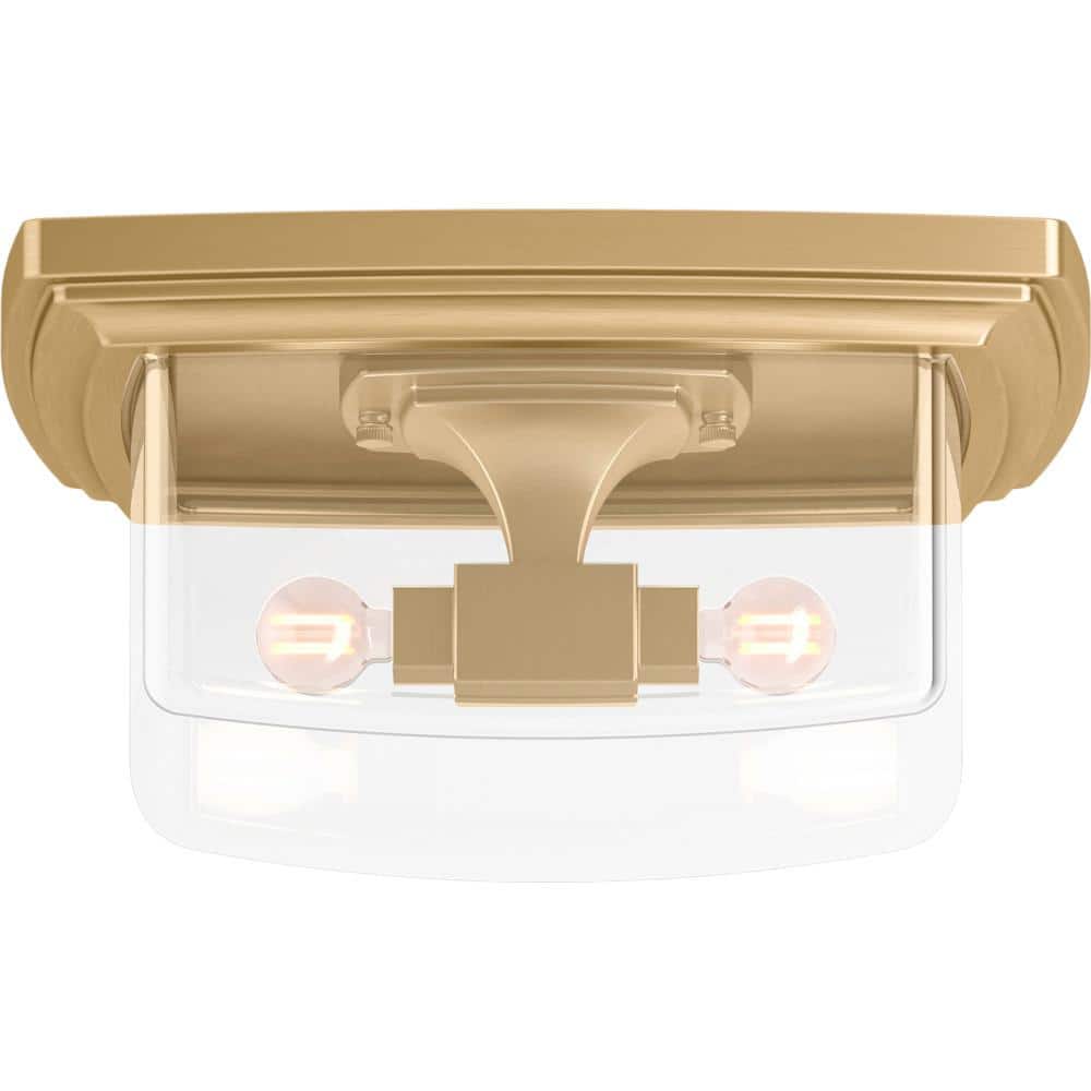 KOHLER Riff 14 in. 2-Light Brushed Moderne Brass Flush Mount 31760-FM02 ...