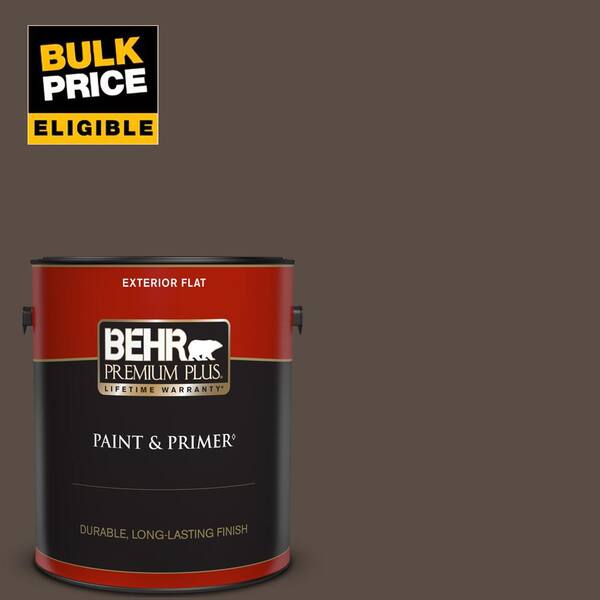 BEHR PREMIUM PLUS 1 gal. #PPU5-19 Dark Truffle Flat Exterior Paint ...