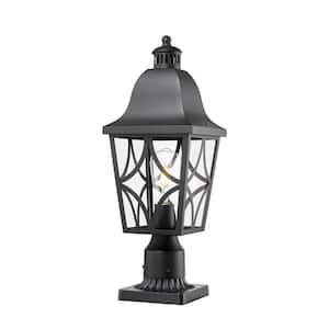 Sunpez 15.5 in. H 1-Light Black Metal Hardwired Outdoor Waterproof Post ...