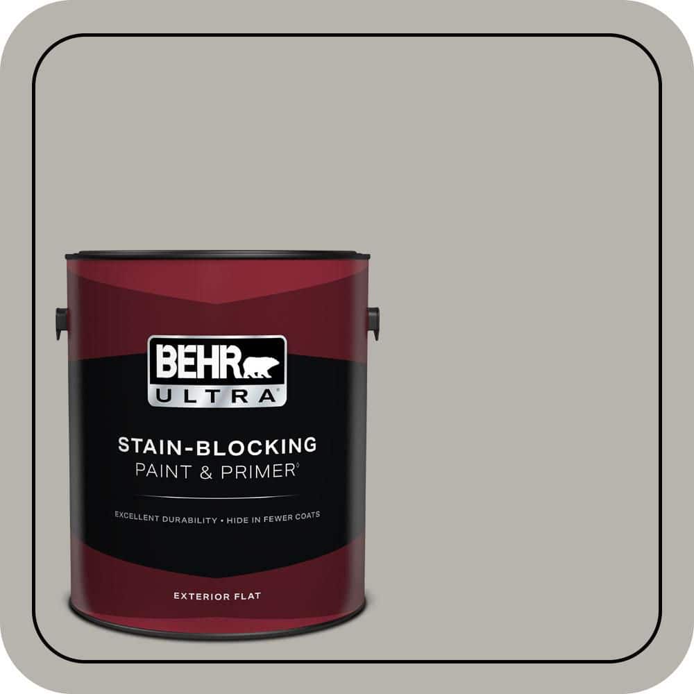 BEHR ULTRA 1 gal. #PPU24-11 Greige Flat Exterior Paint & Primer 485401 ...
